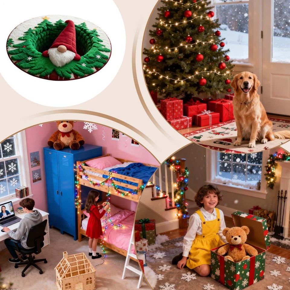 3D Rugs Optical Illusion Christmas Non-slip Christmas Carpet Decor ...