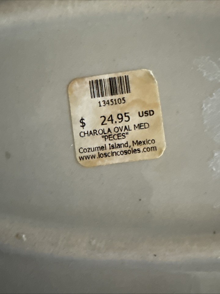 Vintage Ceramic Crackle Hand Painted Mexican 13.75" Oval Platter Fish ...