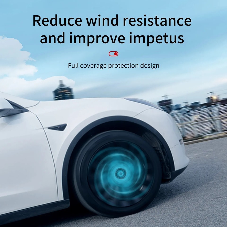 19inch Full Coverage 4PCS Matte Black Wheel Covers Model Y Hubcaps for ...