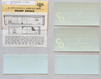 CHAMP O DECAL-CHESAPEAKE & OHIO/C&O 40’ -or- 50’ BOX CAR-RED w/WHITE ...