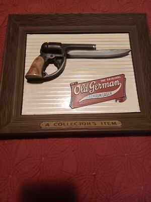 OLD GERMAN BEER SIGN RARE GUN SERIES Pistol Knife Revolver FLINTLOCK ...