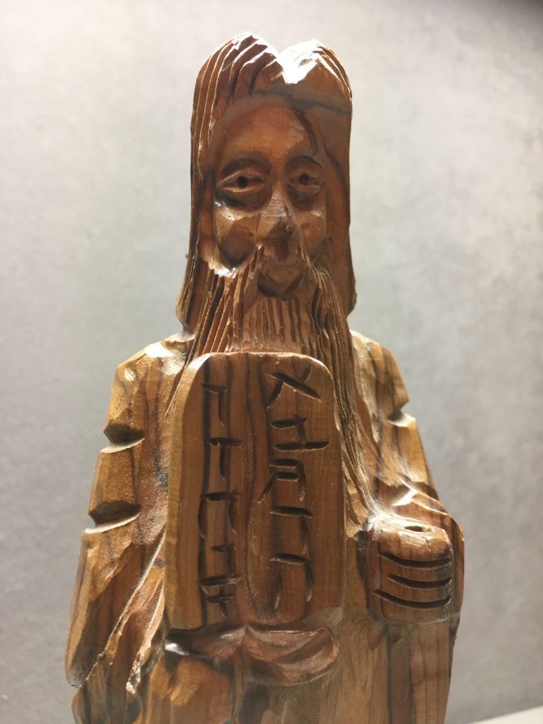 Hand Carved Olive Wood Moses Exodus Ten Commandments Figure Statue ...