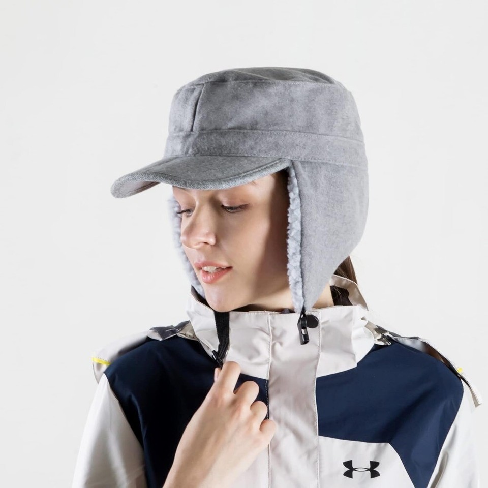 Wool Baseball Hat with Visor and Ear Flaps Winter Warm Cap for Men ...