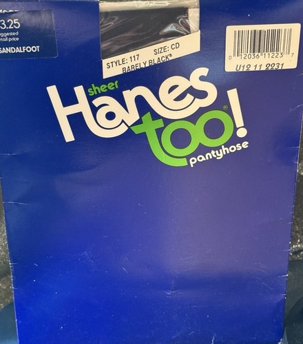 Hanes Too Day Sheers Pantyhose Barely Black Size CD Sandalfoot 117 | eBay