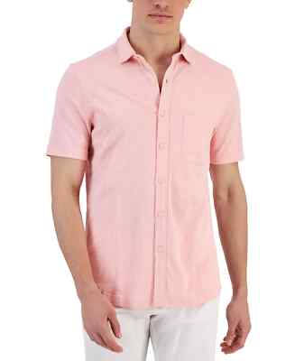 Club Room Men's Regular-Fit Textured-Knit Shirt Ash Pink Size S | eBay