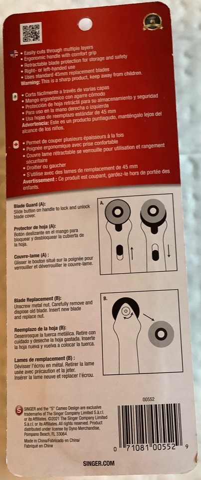 Singer Ergo Rotary Cutter 45 mm Pro Series Blade Included Sealed New | eBay