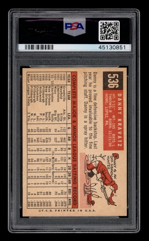 1959 Topps Set-Break #536 Dan Kravitz PSA 8 NM-MT | eBay