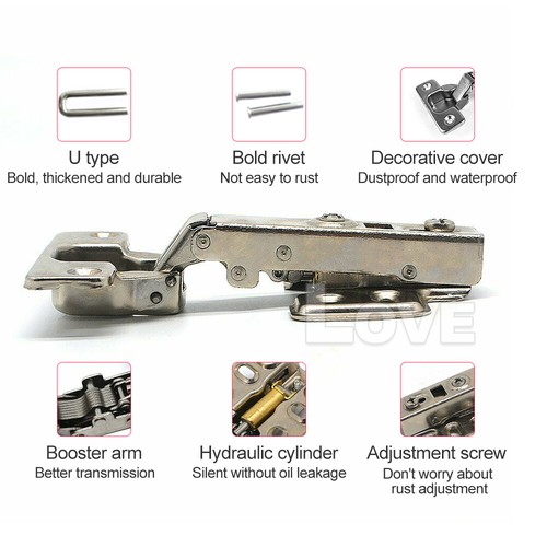 10pc Door Hinge Cabinet Cupboard Hinges Soft Close Full Overlay ...
