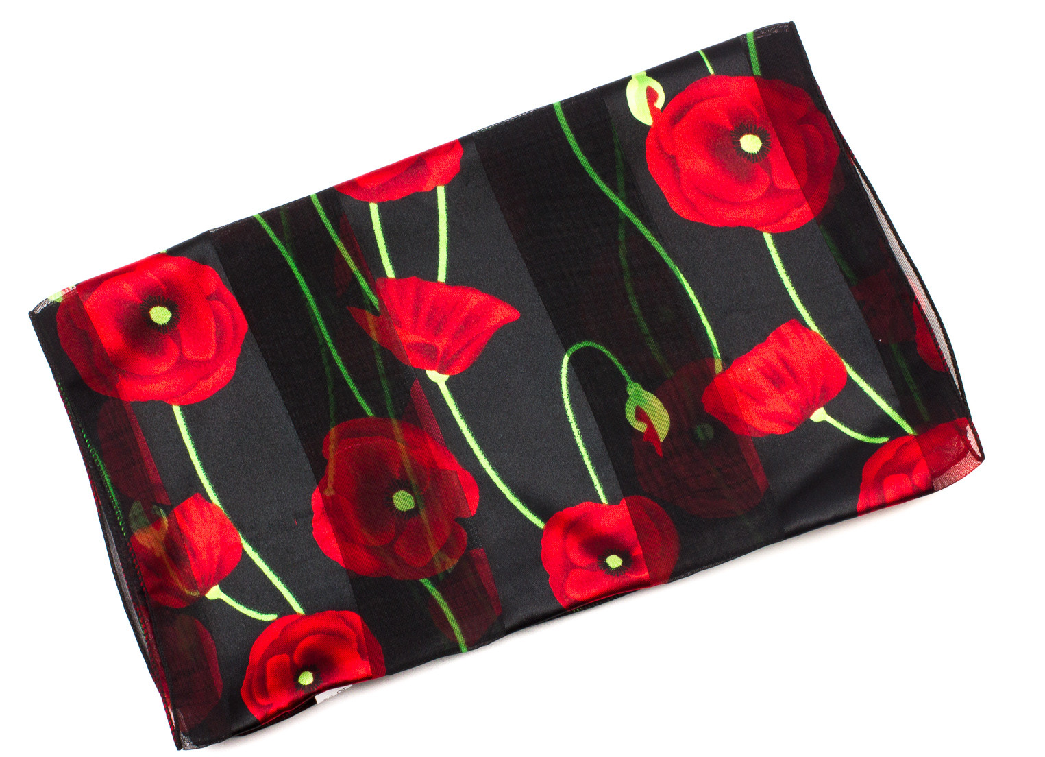 Poppy Scarf Red Poppy Floral Print Remembrance Day Soft Silky Neck Wrap ...