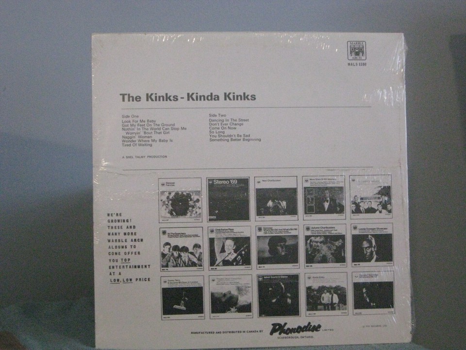 NEW, SEALED THE KINKS Vinyl LP "KINDA KINKS" (Marble Arch Records) 1969 ...