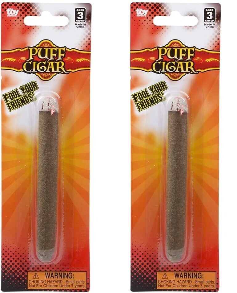2 FAKE PUFF CIGARS - Magic Trick Jokes Realistic Smoke Gag Joke Party ...