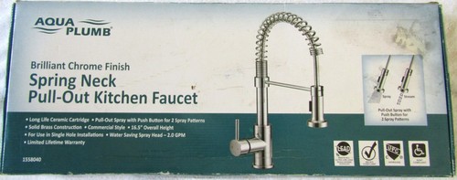 Aqua Plumb Spring Neck Pull-Out Kitchen Faucet Chrome Fininsh. | eBay