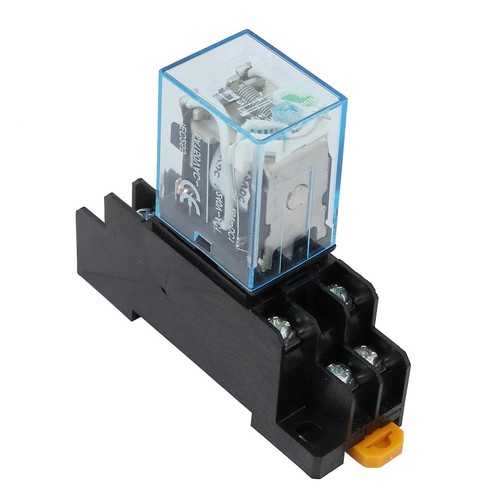 IEC255 DC 12V Coil 8Pins DPDT Electromagnetic Power Relay Socket Base ...