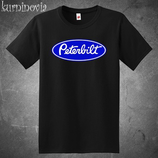 Peterbilt Blue Logo Trucker Trucks Men's Black T-Shirt Size S to 3XL | eBay