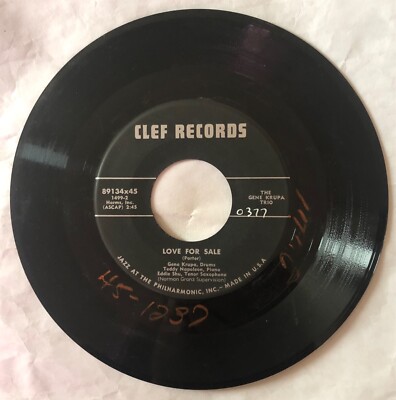 The Gene Krupa Trio - Love For Sale / How High The Moon 45 RPM Clef ...