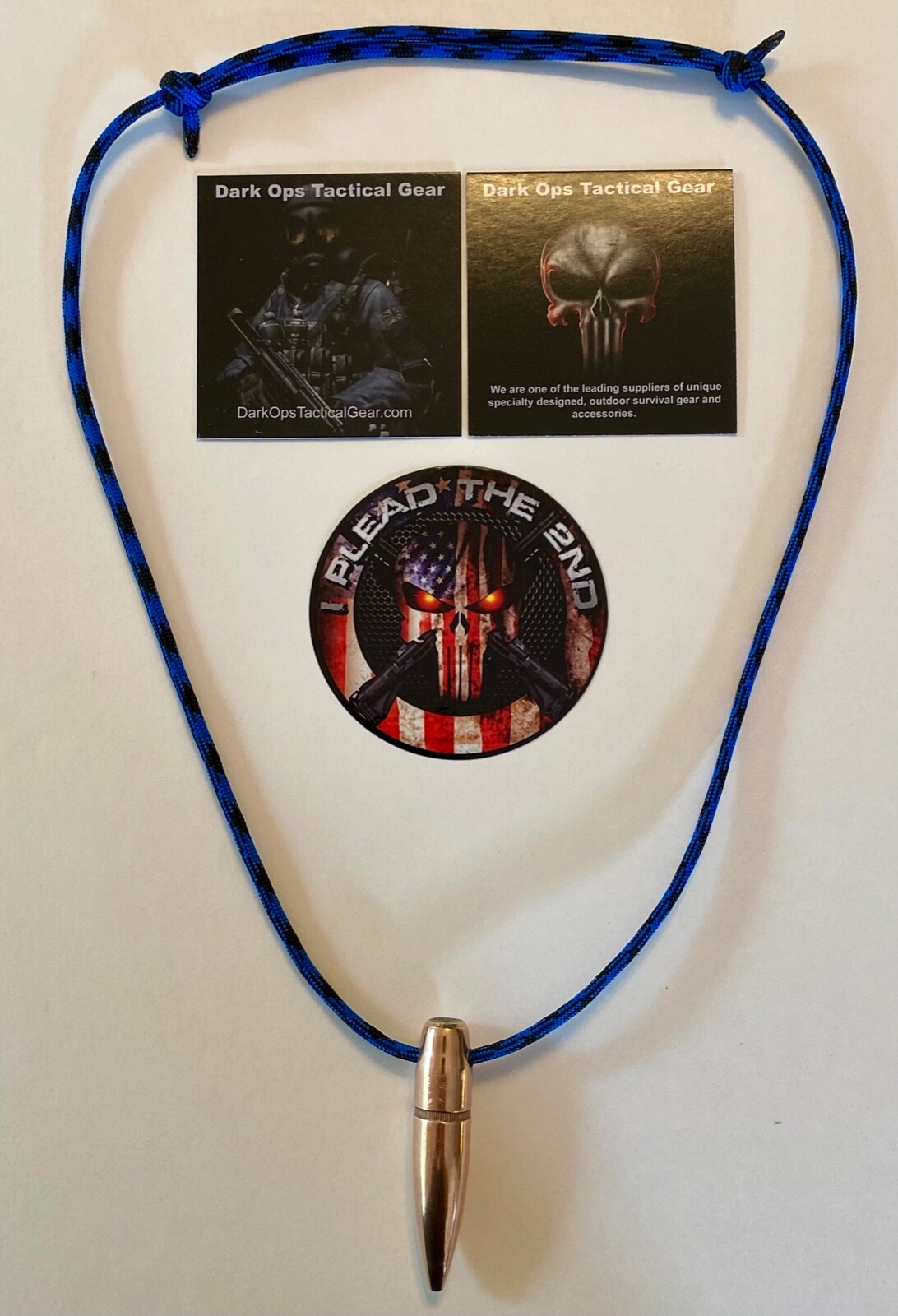 Sniper HOG TOOTH .50 Cal Paracord ...Necklace ...+ 1 Decal ...Thin Blue ...