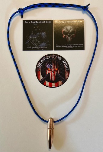 Sniper HOG TOOTH .50 Cal Paracord ...Necklace ...+ 1 Decal ...Thin Blue ...