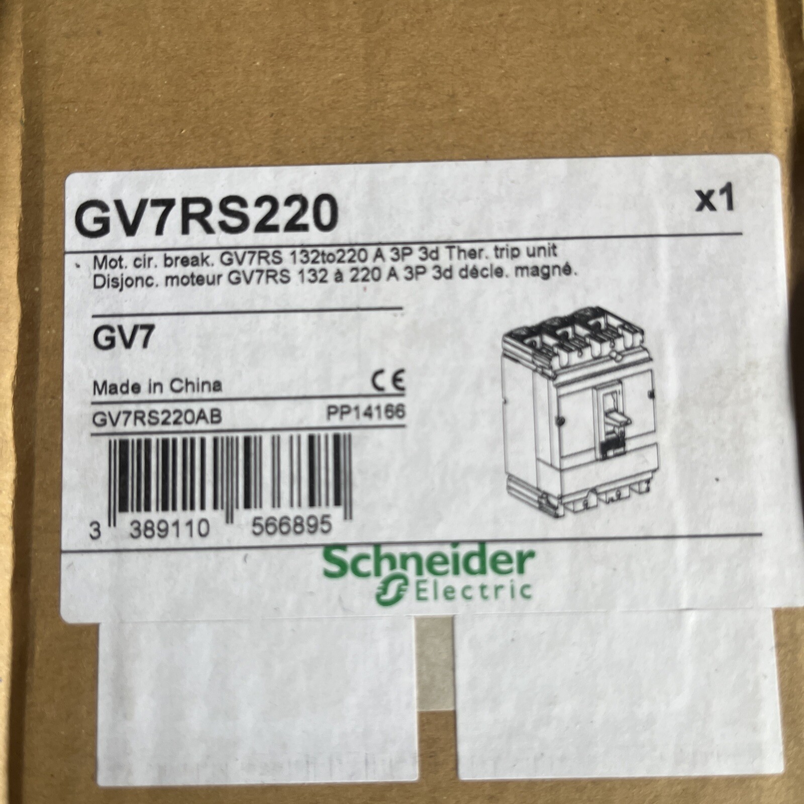 Schneider Electric GV7-RS220 220 amp 3 pole 132-220a Circuit Breaker ...