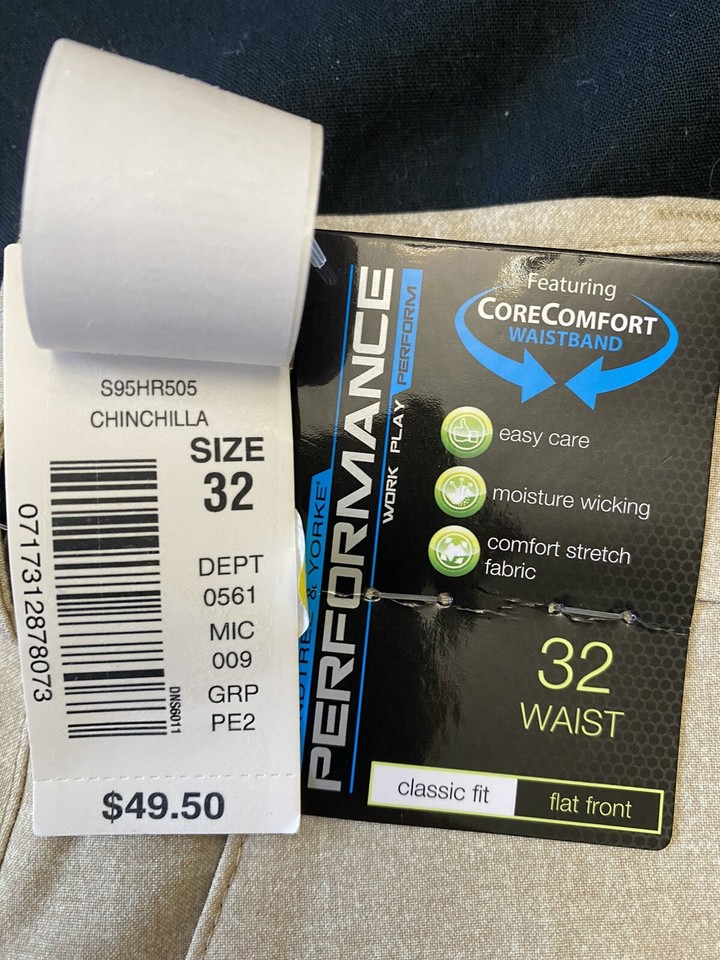 Men’s Roundtree & York Work Play Performance Shorts Chinchilla, Size 32 ...