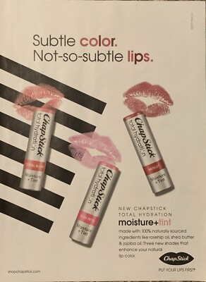 2017 ChapStick Total Hydration PRINT AD Moisture + Tint Lip Color Put ...