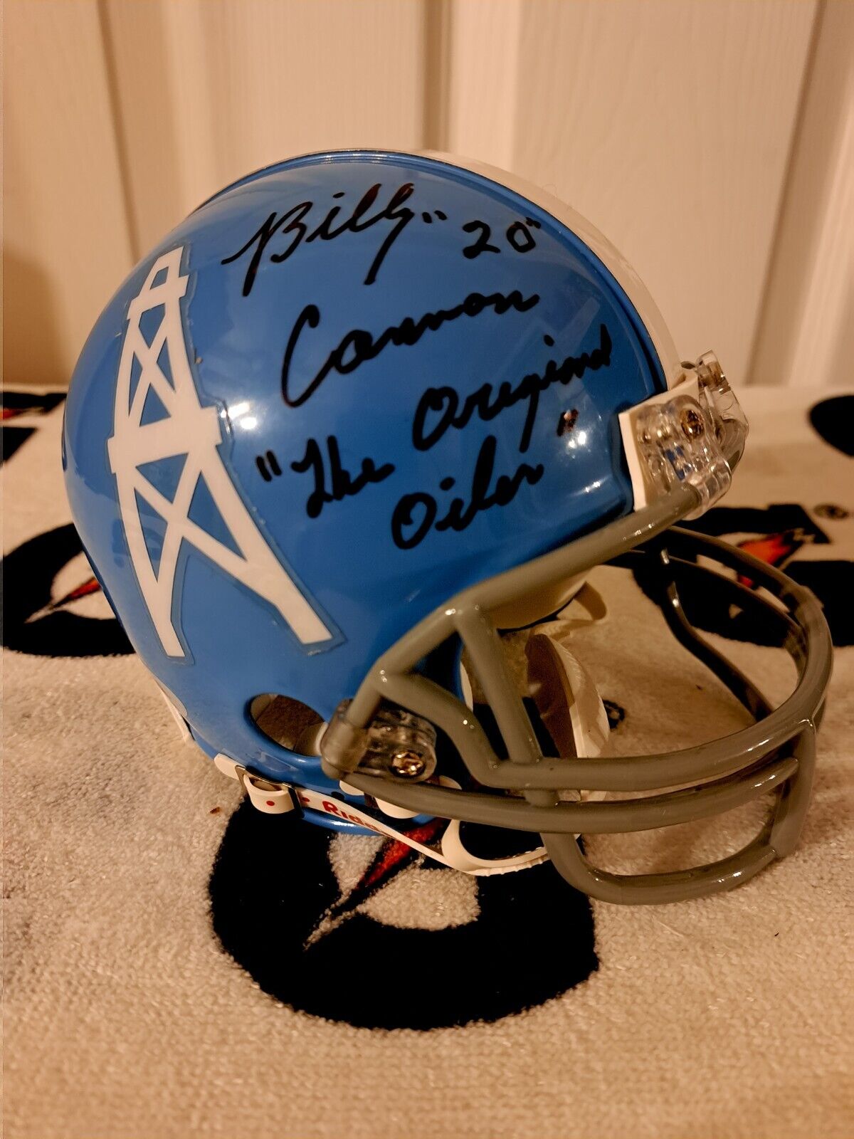 BILLY CANNON SIGNED THE ORIGINAL OILER HOUSTON OILERS MINI HELMET PSA ...