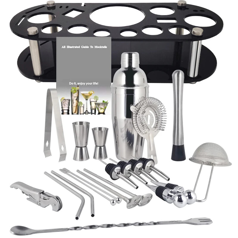 22Pcs 750/600ml Cocktail Shaker Bar Tools Wine Mixer Set Bartender ...