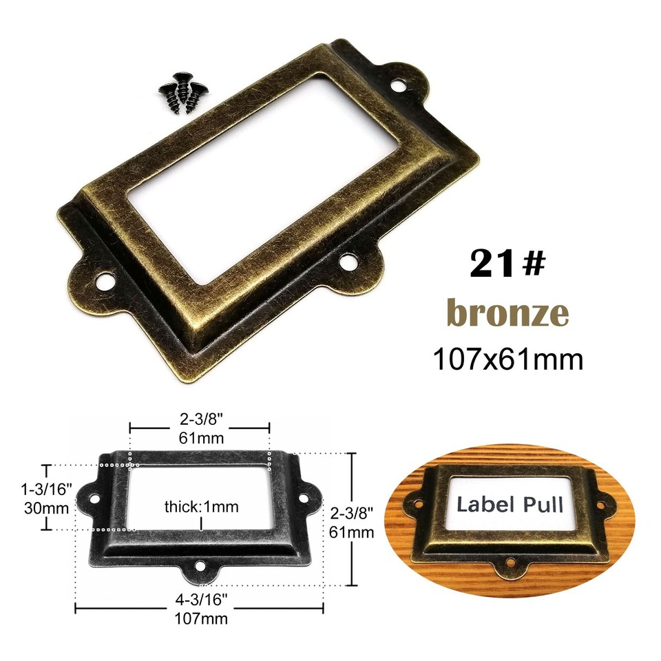 12pcs Cabinet Drawer Door Box Tag Label Pull Frame Handle File Name ...