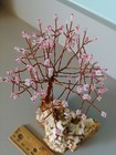 NEW set of 2 french beaded flower handmade tree geode tree rock pink ...