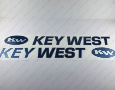KEY WEST BOAT LOGO DECALS BLUE/SILVER STICKERS 38" x 4.4" 2pcs. | eBay