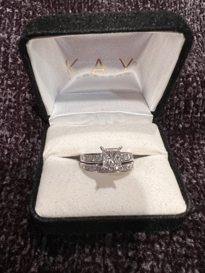 Princess Cut Diamond Engagement Ring & Diamond Ring Band With Original ...