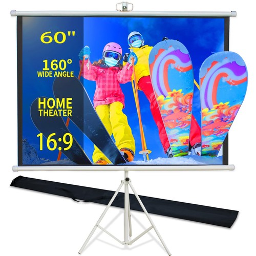 60 Inch Projector Screen Portable with Stand & Carry Bag, 4:3 Aspect ...