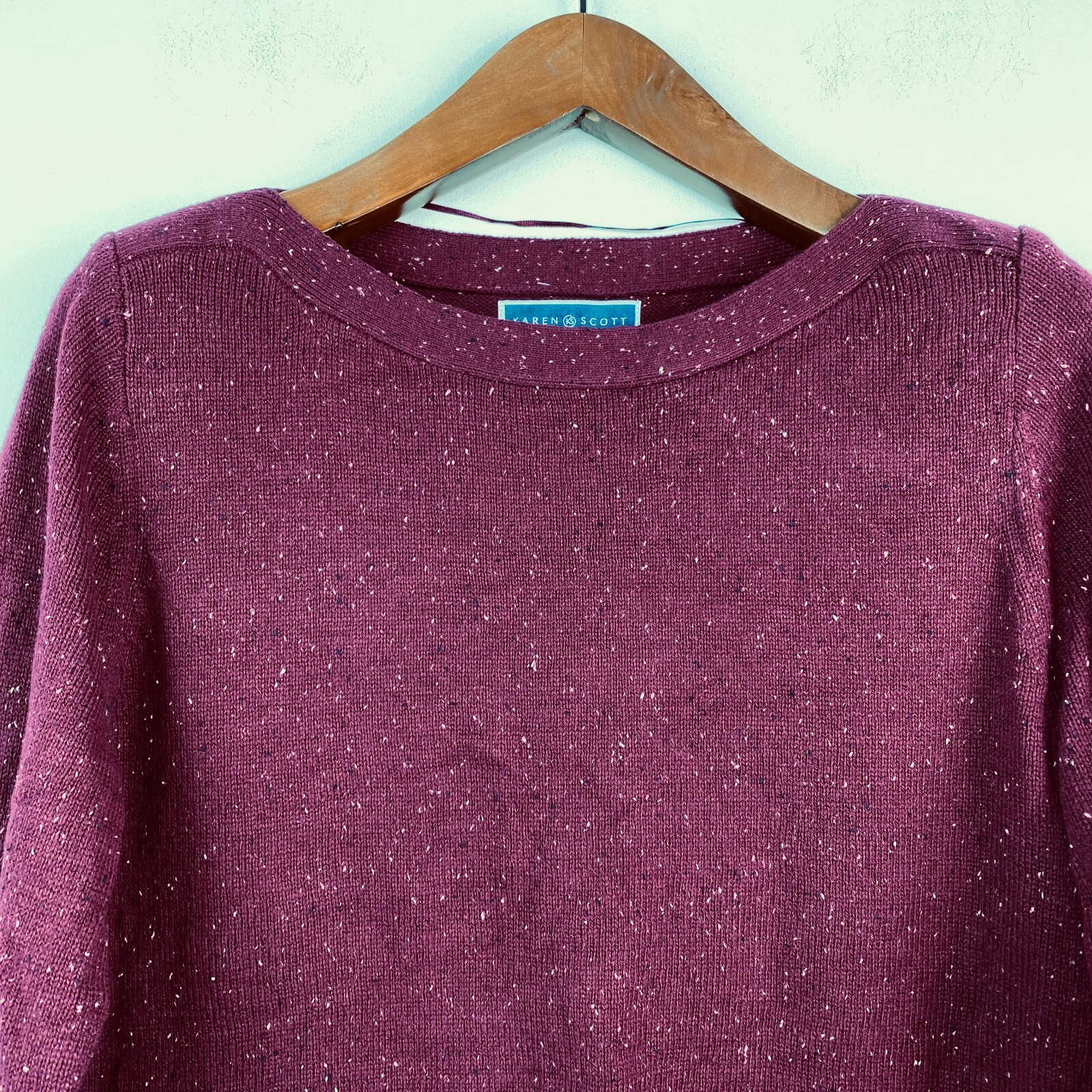 Karen Scott Womens Medium Merlot Neps Curved Hem Pullover Tunic Sweater ...