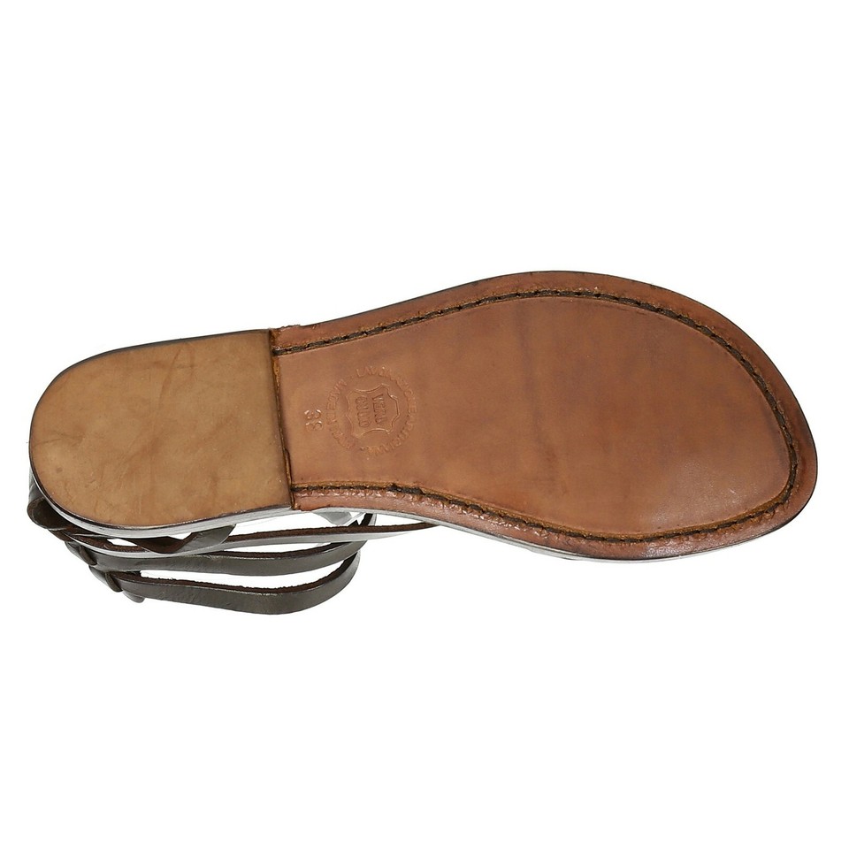 Handmade women's slave sandals in dark brown leather Made in Italy | eBay