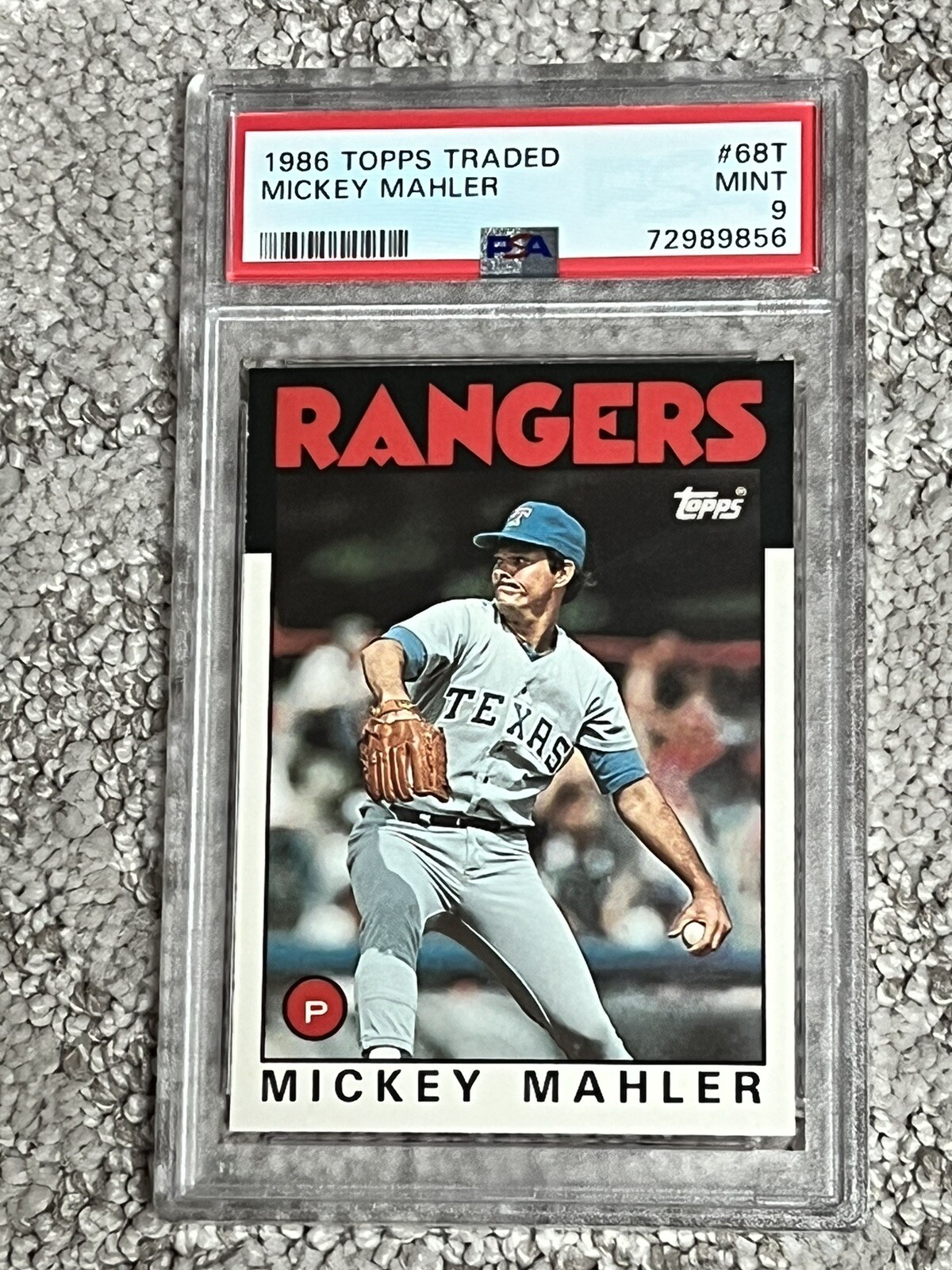 PSA 9 MINT BASEBALL CARD 1986 TOPPS TRADED MICKEY MAHLER TEXAS RANGERS ...