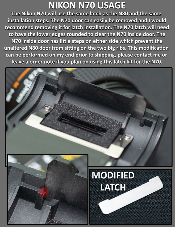 Nikon F80 / N80 / F70 / N70 / F50 / N50 Back Film Door Broken Latch ...