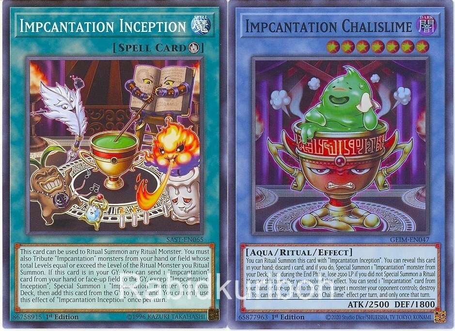Yugioh Impcantation Chalislime (Super Rare) + Impcantation Inception ...