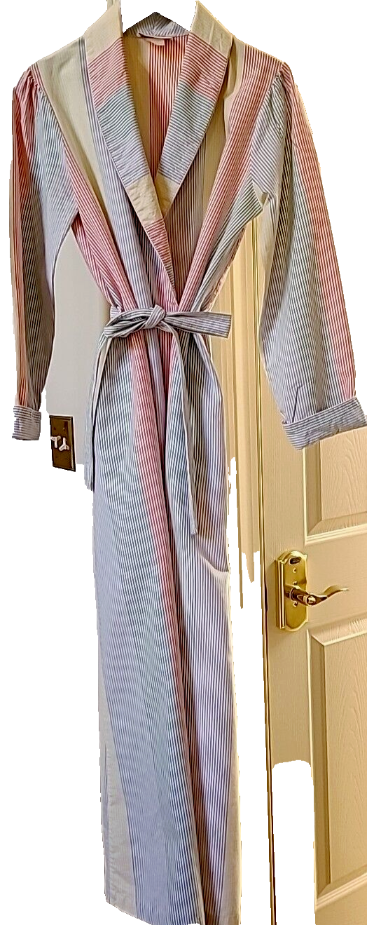 Vintage Talbots Women's Brandywine Cotton Crayola Striped Robe Waist ...