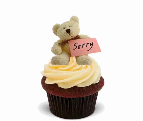Sorry Bear - Edible Cupcake Toppers, Fairy Cake Bun Decorations Wafer ...