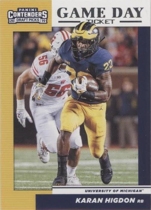 2019 Panini Contenders Draft Picks - Game Day Ticket Karan Higdon #36 ...