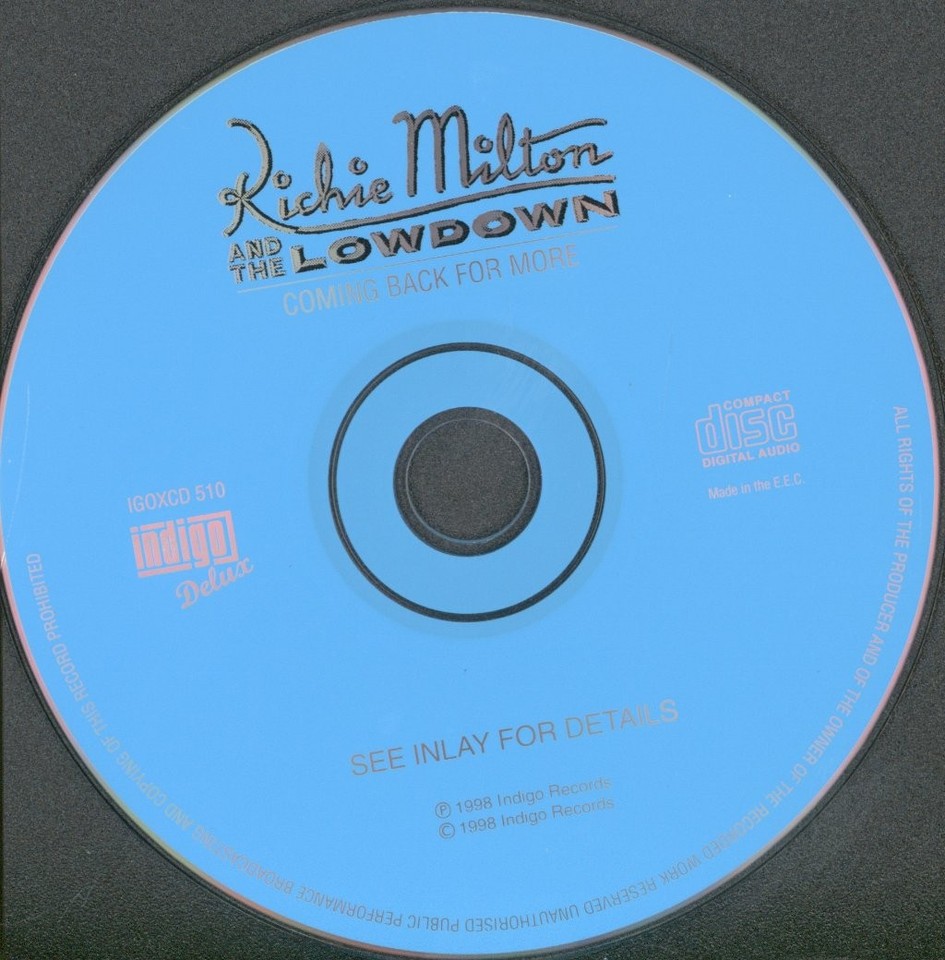 Richie Milton and the Lowdown Coming Back For More CD UK Indigo ...