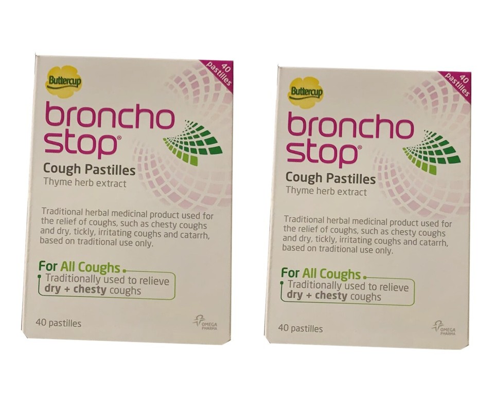 Buttercup Broncho Stop Cough Pastilles Pack of 40 pastilles 2 Box ...
