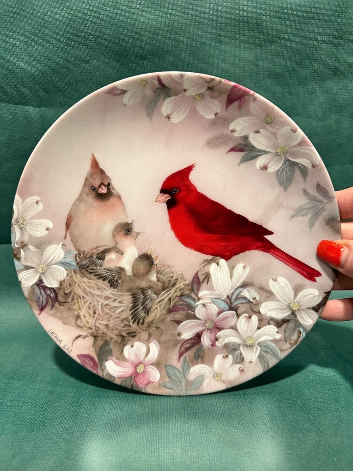 Natures Poetry Plate Morning Serenade Lena Liu 1989 Cardinals Nest WS ...