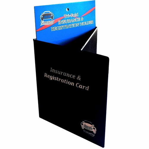 Black Tri-Fold AUTO CAR TRUCK INSURANCE REGISTRATION CARD HOLDER 5.25 ...