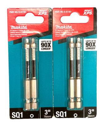 4 Drill Bits Makita #1 Square 3” Power Bits SQ1 Impact XPS Part # E ...