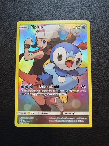 FULL ART Piplup SECRET RARE 239/236 Pokemon Cosmic Eclipse Holo - Soft ...