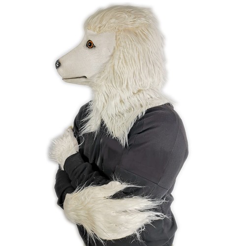 White Poodle Mask & Gloves Fursuit French Dog Full head Animal Costume ...