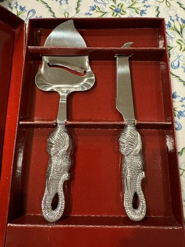 New Arthur Court Elephant Cheese Serving Set Prong Knife Appetizer ...