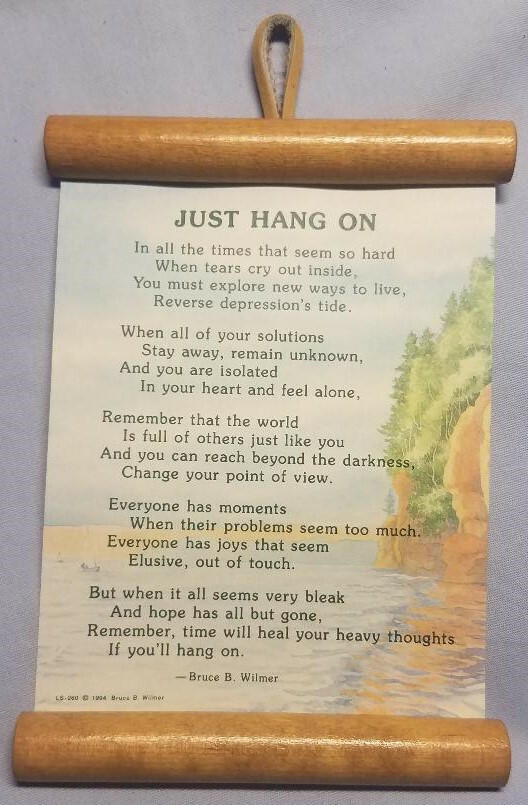 " Just Hang On " Hanging Scroll Poem - New -Light Lines Bruce Wilmer ...