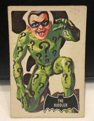 Batman 1966 Trading Card #36 , Black Bat Riddler Rookie Bazooka Print ...