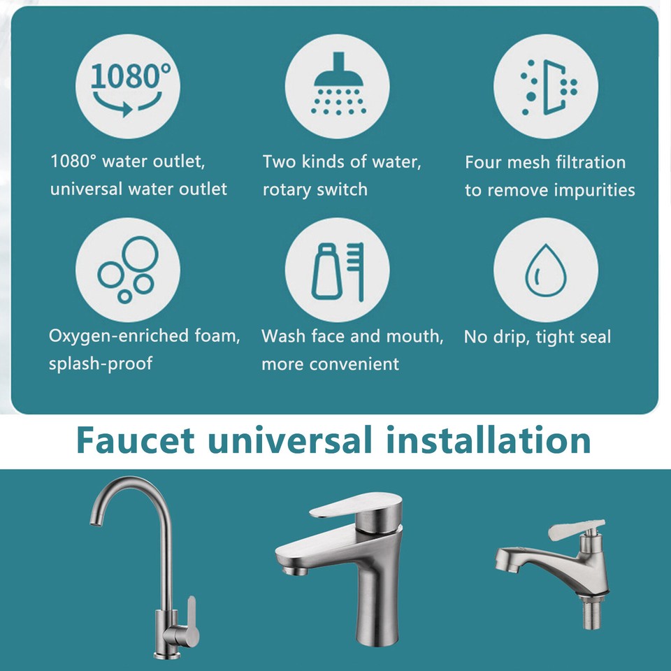1080° Swivel Extension Faucet Aerator Rotate Robotic Arm Tap Extender ...